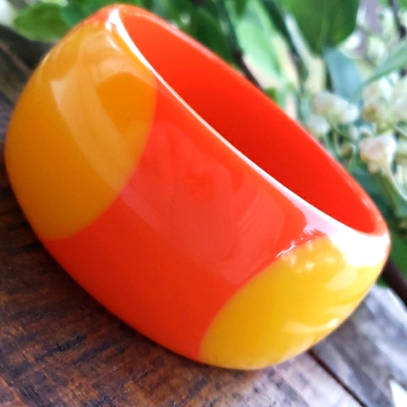 Vintage | Jewelry | Superb Rare Authentic Chunky Orange Yellow Polka ...